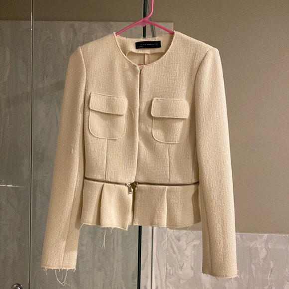Zara | Jackets & Coats | Zara Cream Jacket | Poshmark